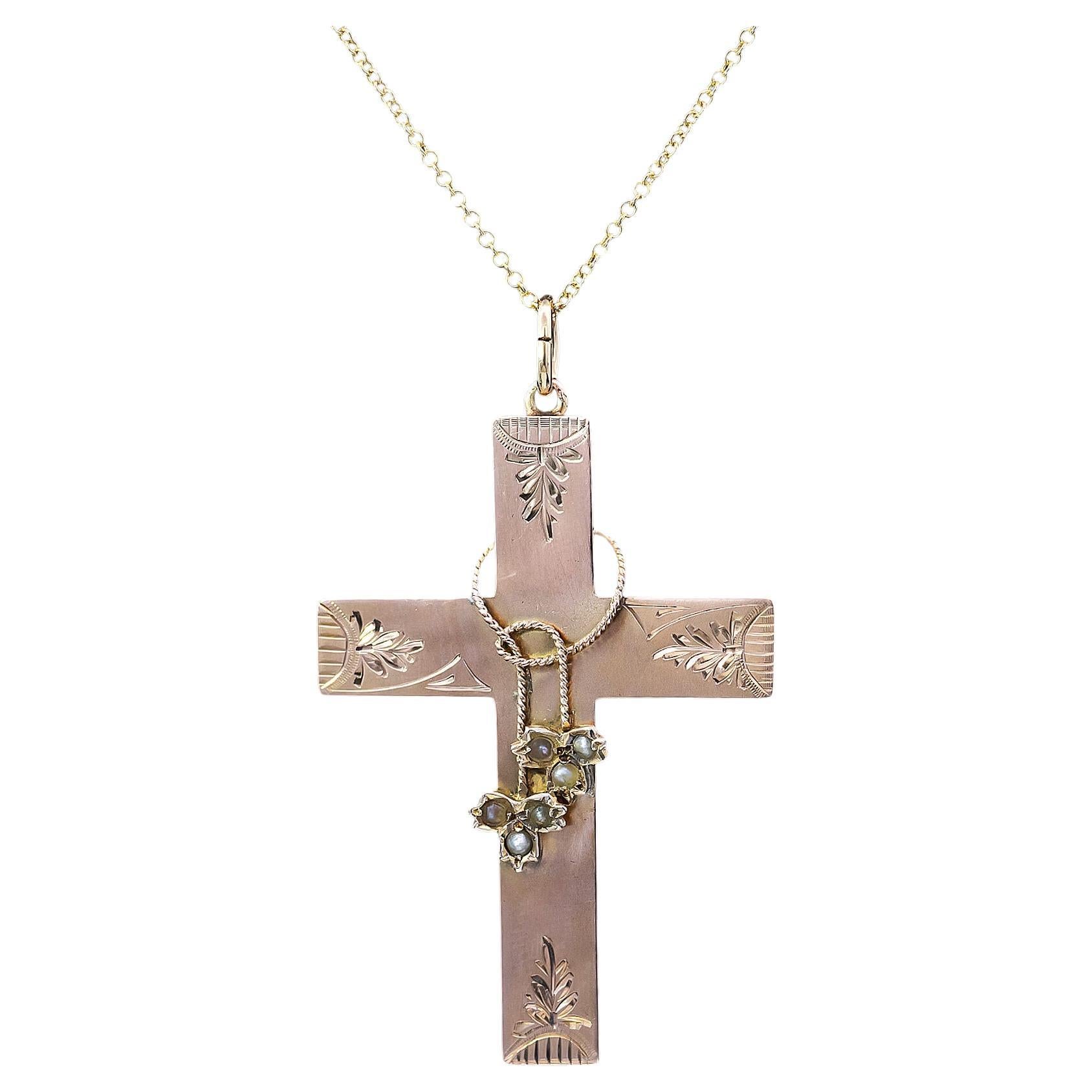 Early Australian Gold Cross set with Seed Pearls Circa 1900 For Sale at ...