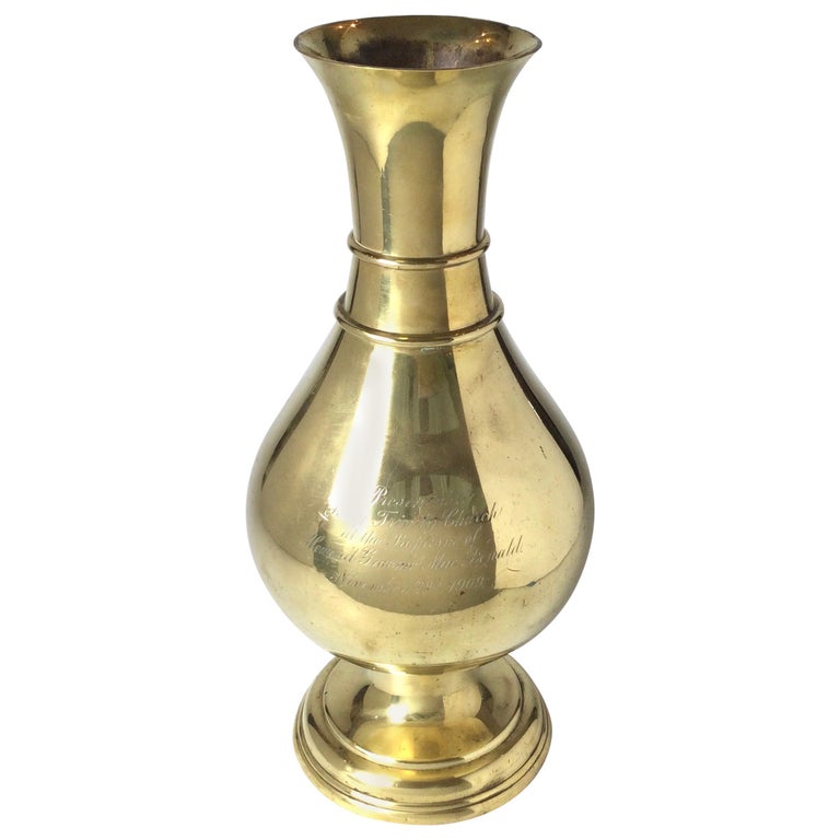 Early Brass Vase or Urn Engraved Holy Trinity Church For Sale at ...