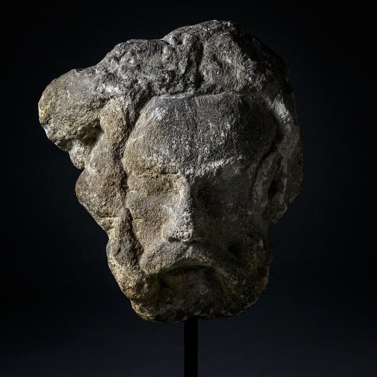 Early Carved Stone Head For Sale at 1stDibs