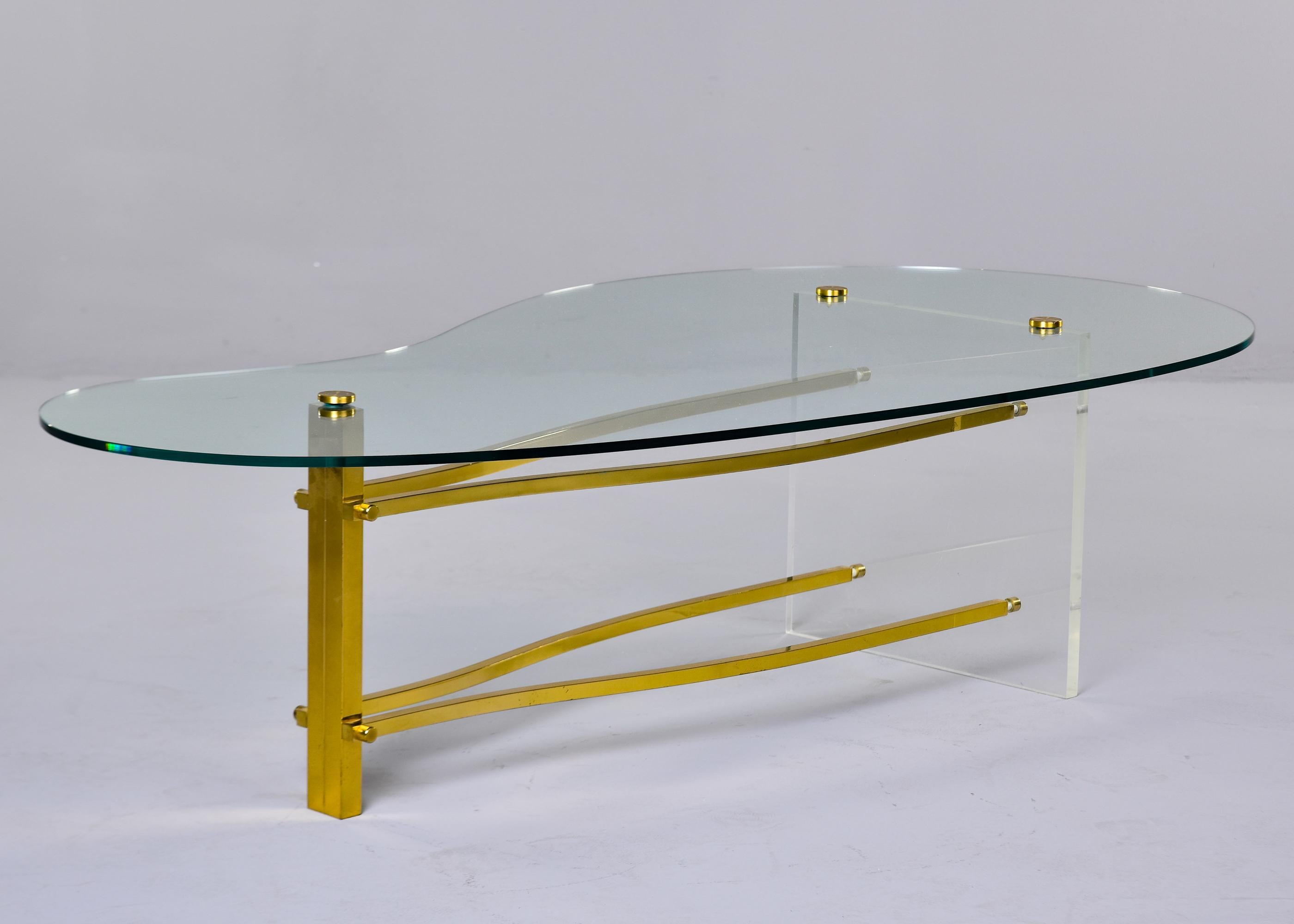 Early Charles Hollis Jones Glass Brass Lucite Coffee or Cocktail Table ...
