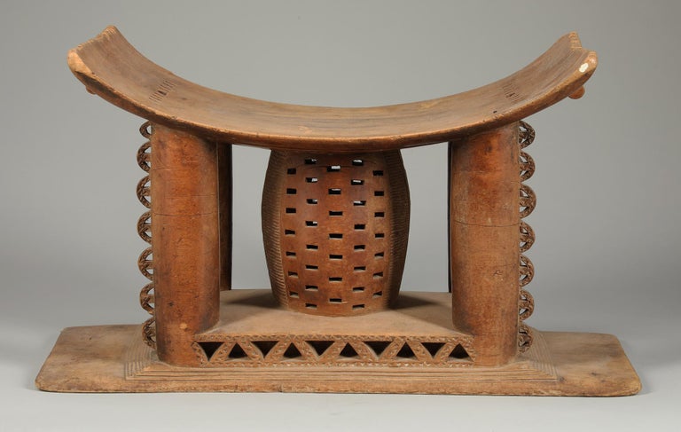 Early Classic Wood Ashanti Stool with Barrel Supporting Top, Mid-20th ...