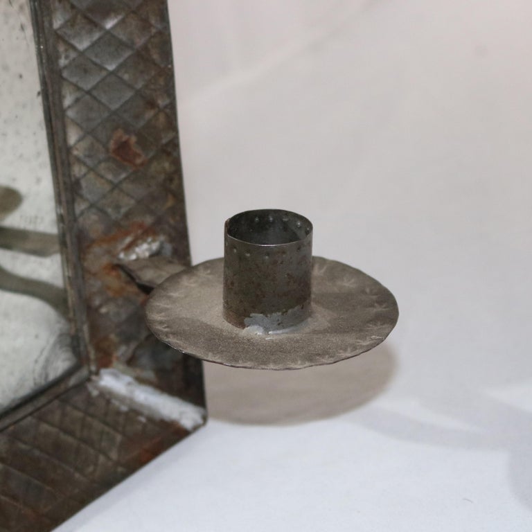 Early Colonial Williamsburg Pressed Tin Mirrored Double Candle Wall ...