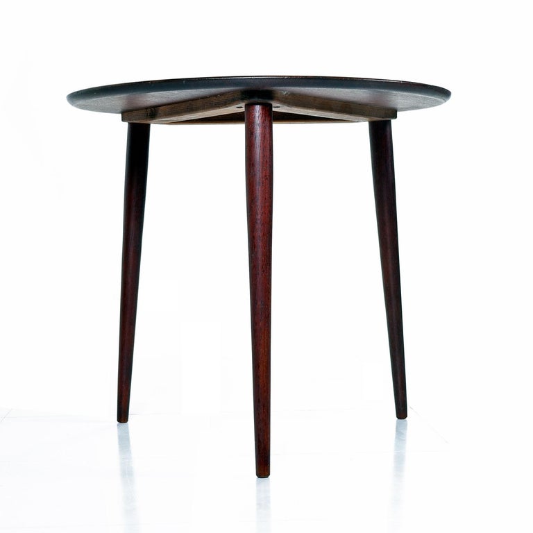 Scandinavian Modern Early Danish Solid Teak 3-Leg End Table at 1stDibs