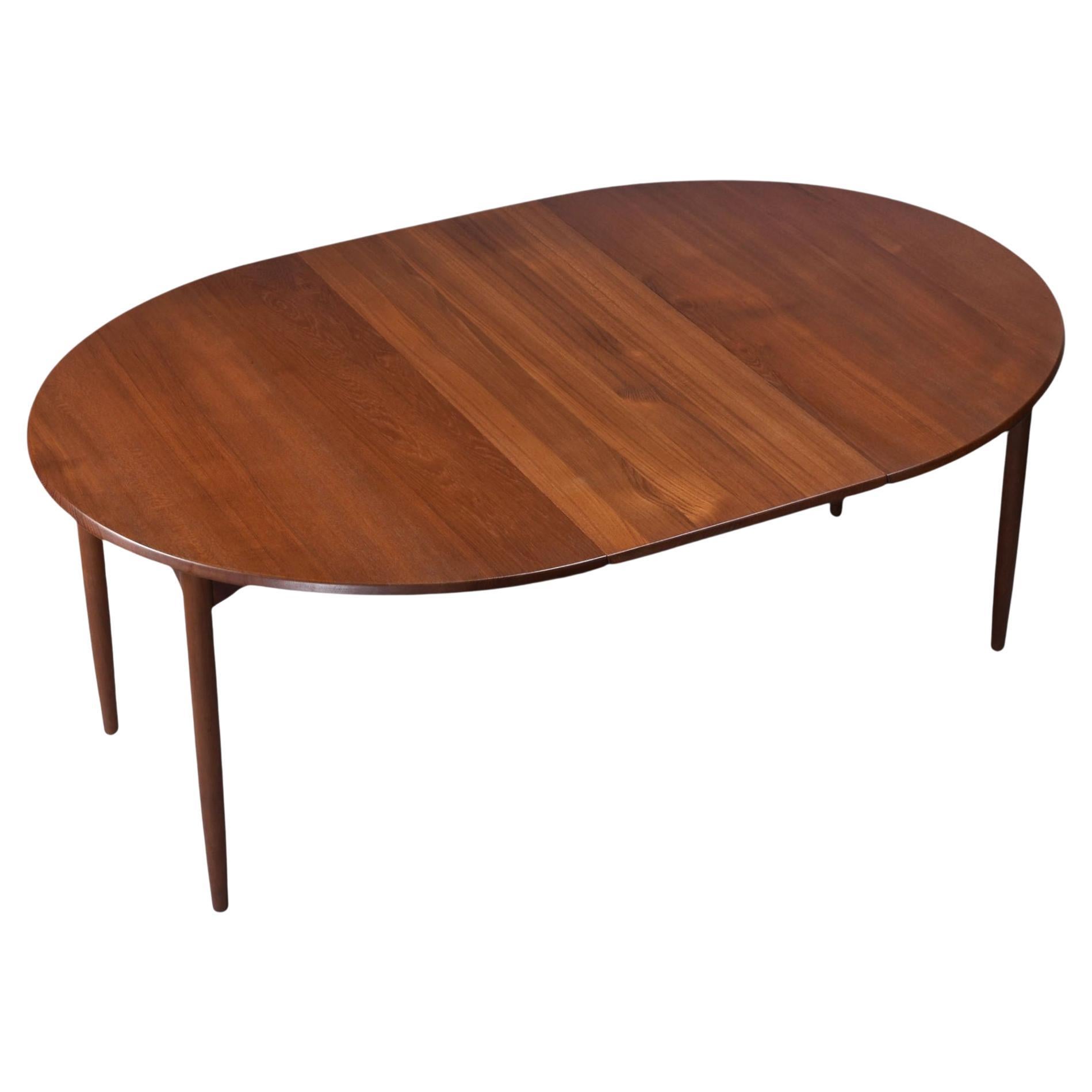 Peter Hvidt Round Extendable Solid Teak Dining Table, Made in Denmark ...