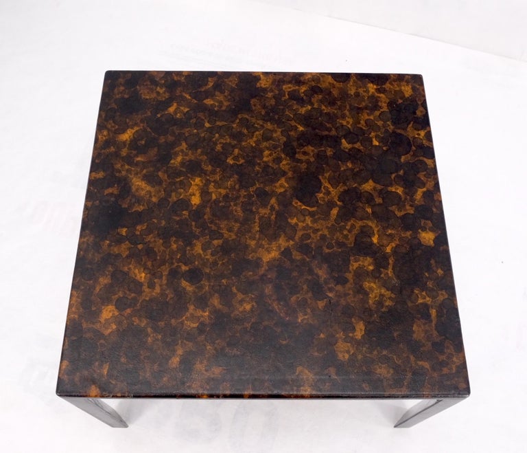 Early Dunbar Square Leather and Wood Coffee Table Faux Gold Tortoise ...