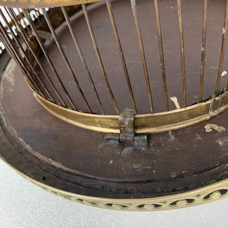 Early Dutch Antique Brass Bird Cage For Sale at 1stDibs