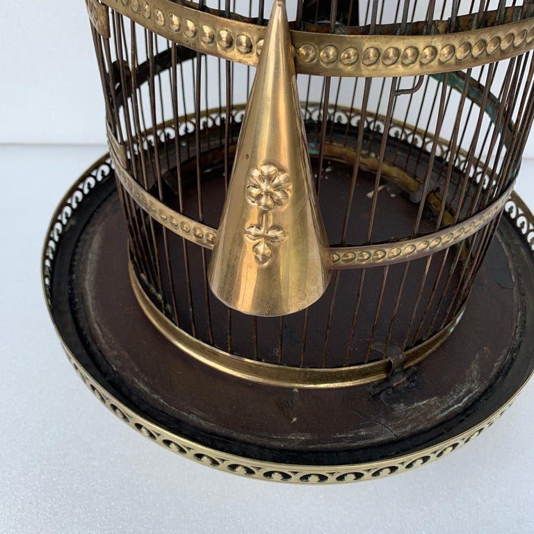 Early Dutch Antique Brass Bird Cage For Sale at 1stDibs