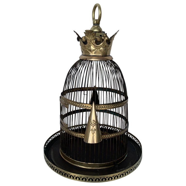 Early Dutch Antique Brass Bird Cage For Sale at 1stDibs