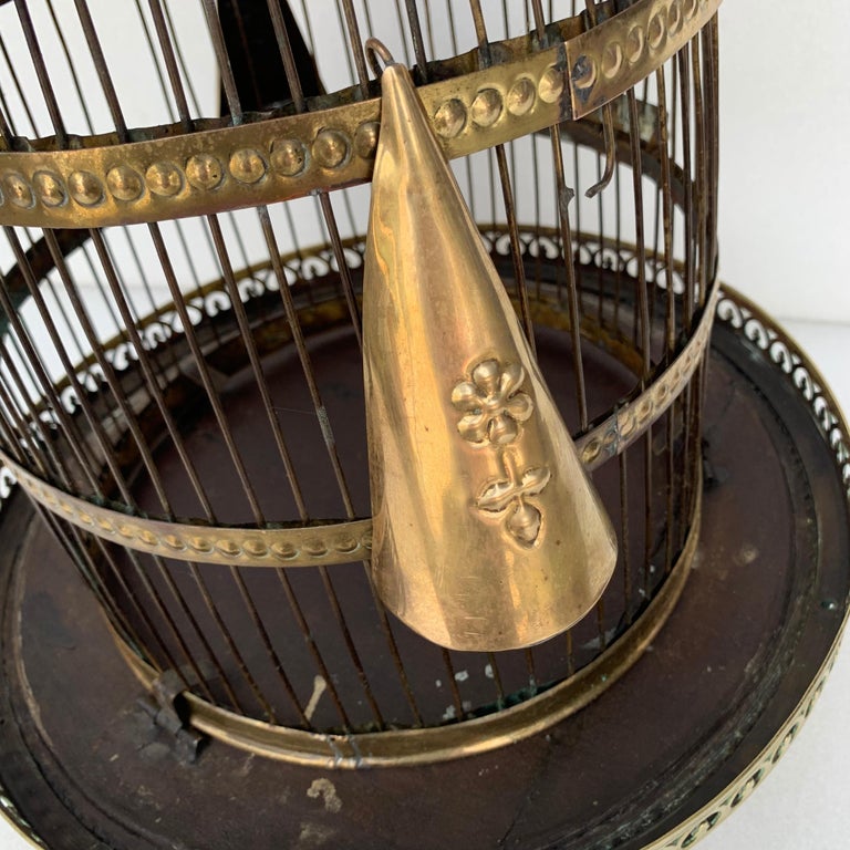 Early Dutch Antique Brass Bird Cage For Sale at 1stDibs