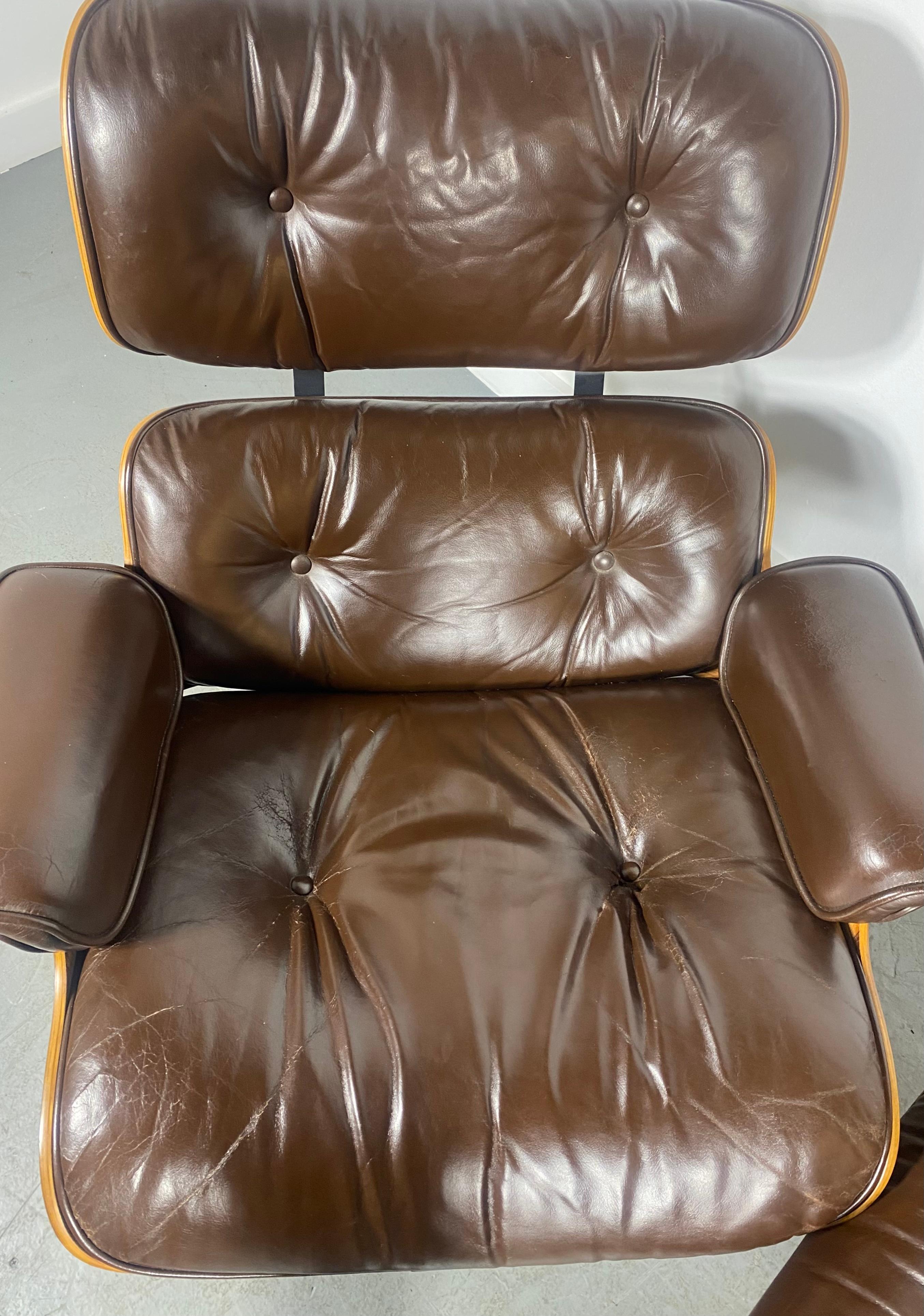 Early Eames Lounge Chair and Ott. Brazilian Rosewood/Leather 1976 Herman Miller For Sale at 1stDibs