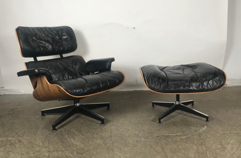 Early Eames Rosewood and Leather Lounge Chair and Ottoman, Herman ...