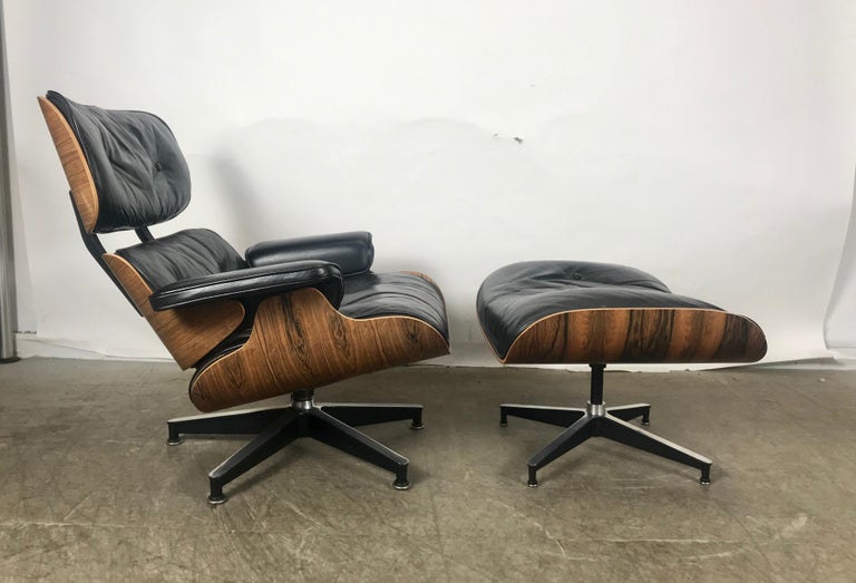 Early Eames Rosewood and Leather Lounge Chair and Ottoman, Herman ...