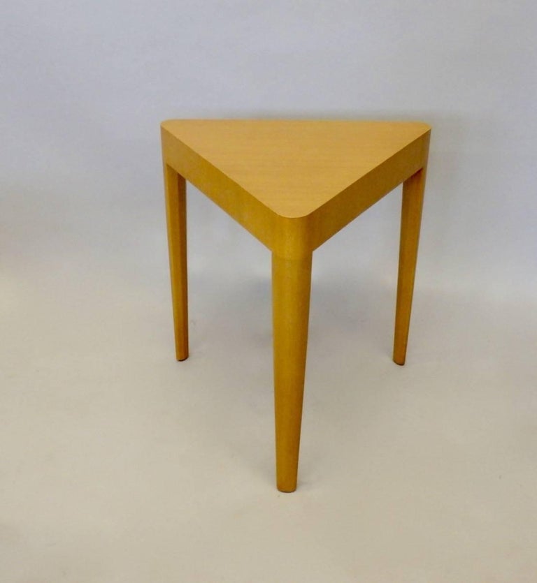 Early Edward Wormley Dunbar Blonde Triangle Top Side Table at 1stDibs