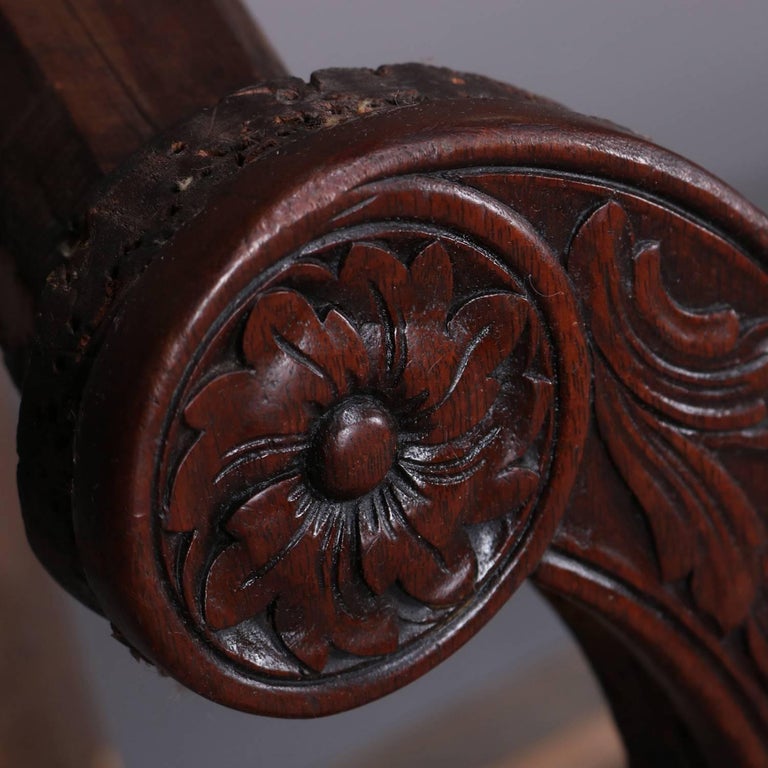 English Floral and Foliate Carved Mahogany Queen Anne Settee Frame ...