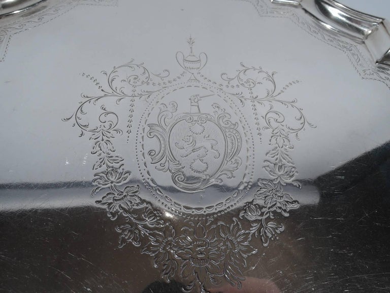 Early English Georgian Sterling Silver Cartouche Salver Tray For Sale ...