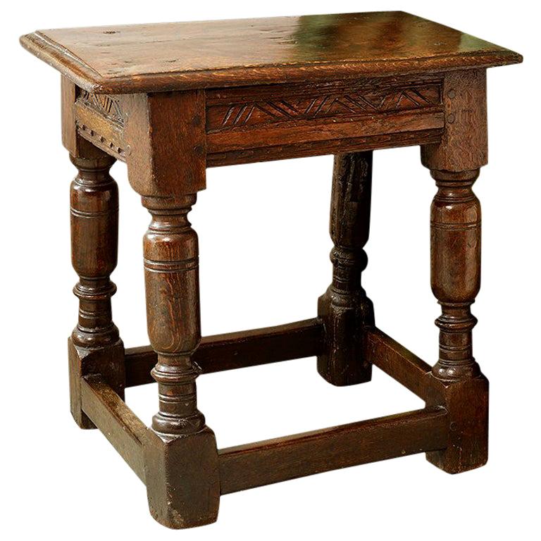 Early English Joynt Oak Stool, 17th Century at 1stDibs