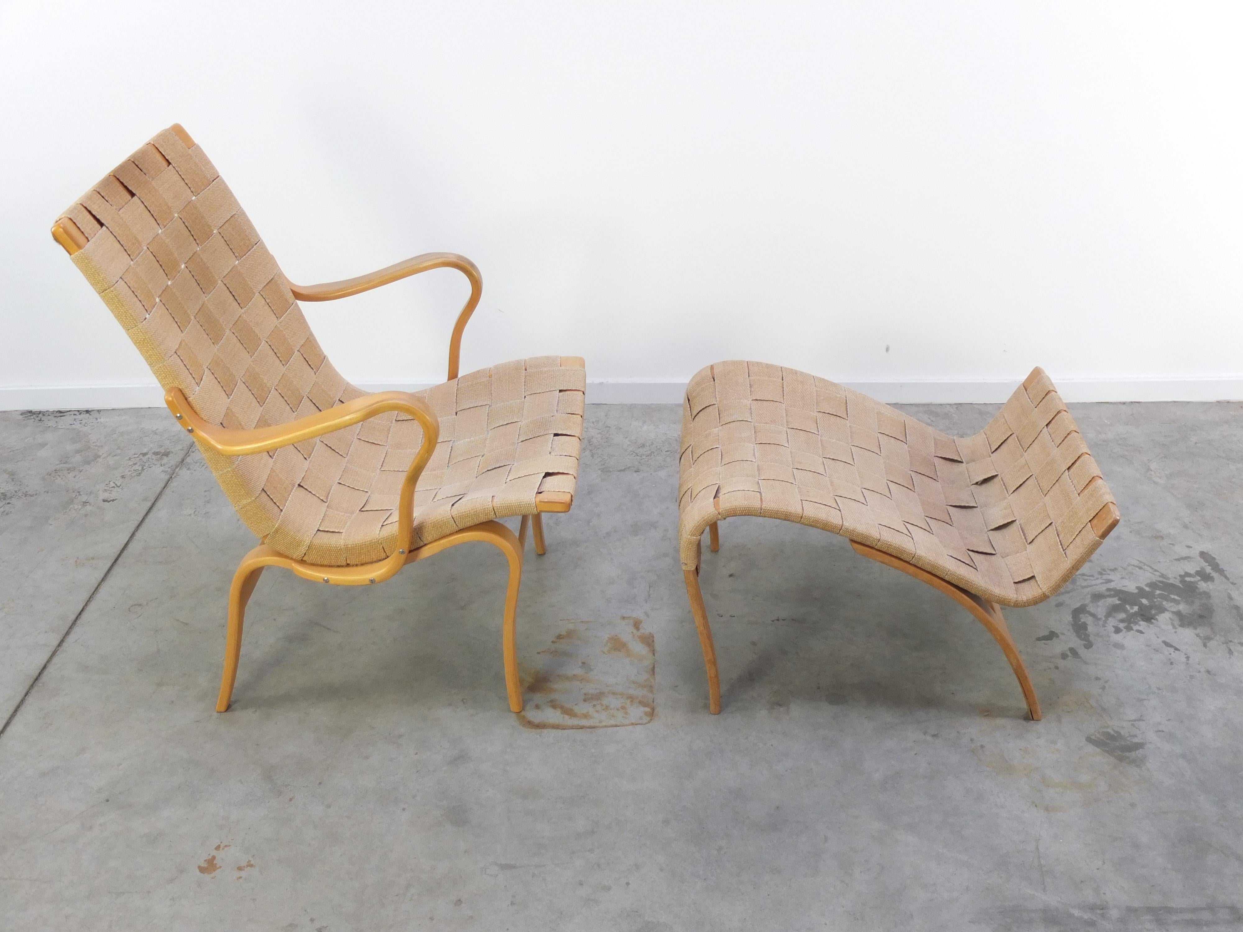 Early 'Eva' Lounge Chair with Ottoman by Bruno Mathsson for Karl ...