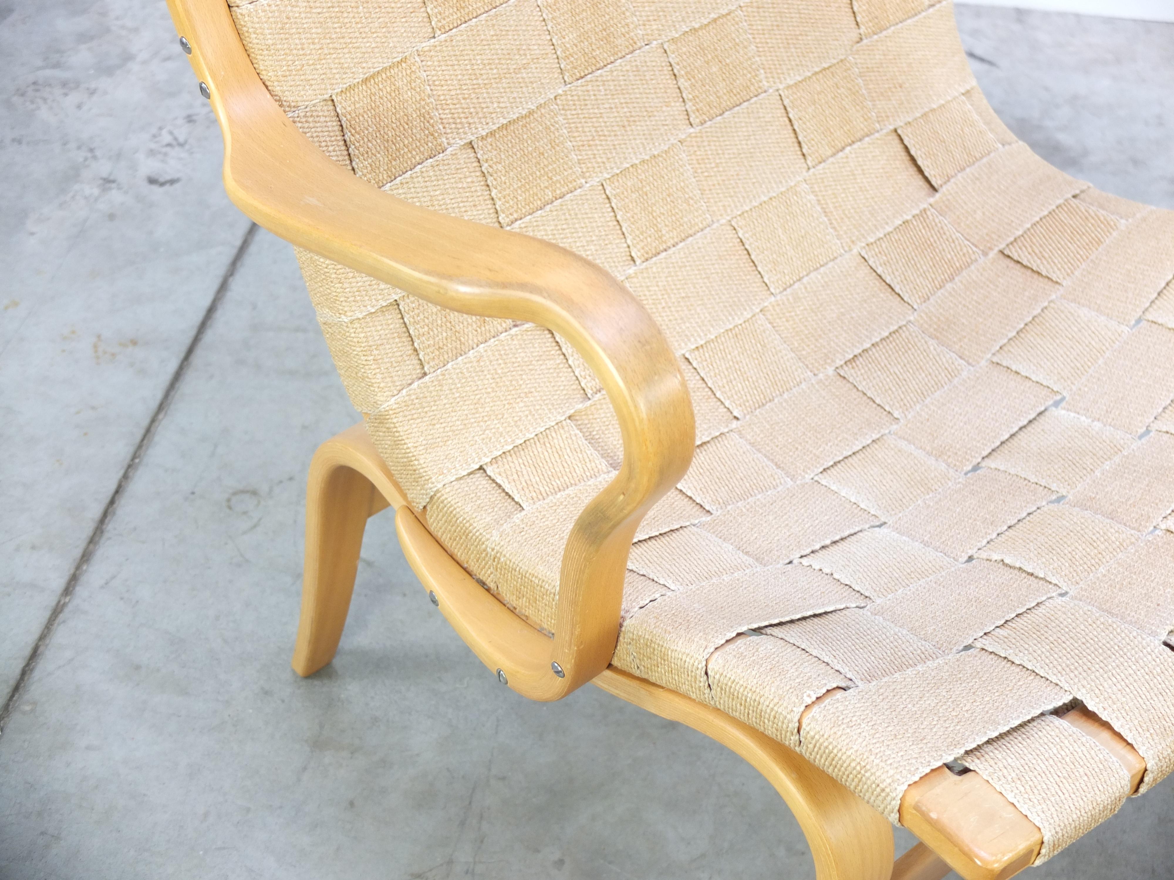 Early 'Eva' Lounge Chair with Ottoman by Bruno Mathsson for Karl Mathsson, 1941 at 1stDibs