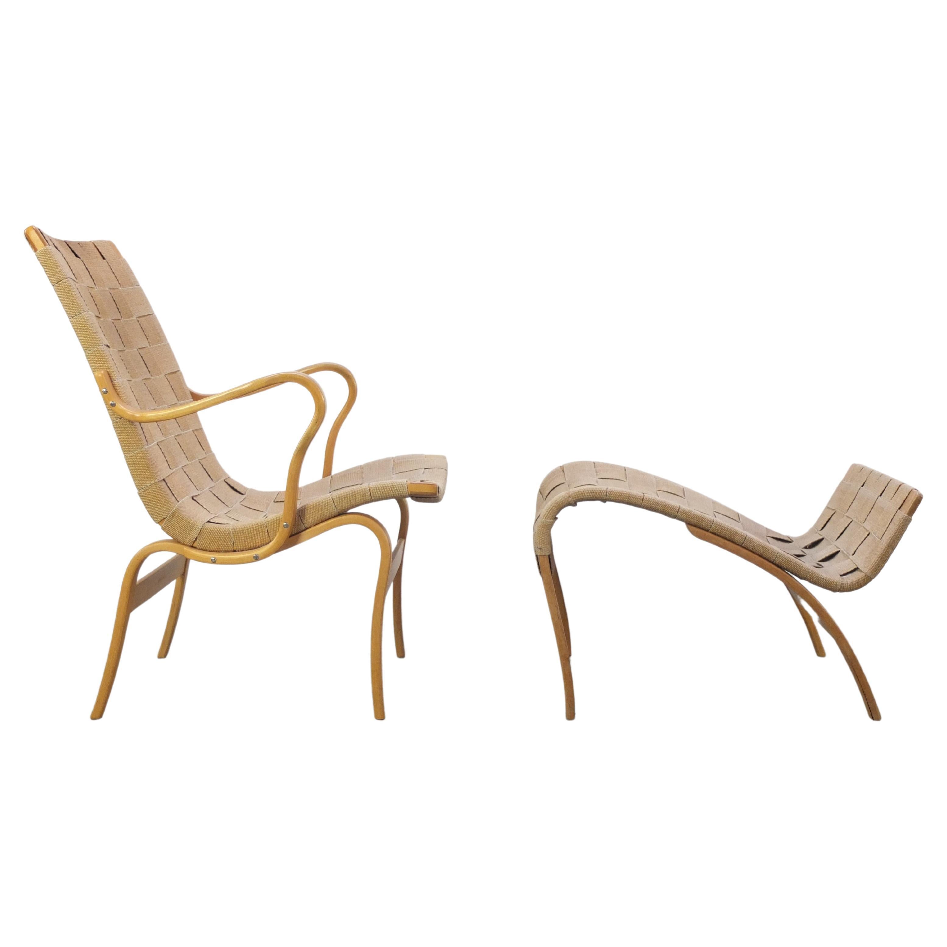 Set of 2 Eva-Chairs with Leather Girths by Bruno Mathsson For Sale at ...