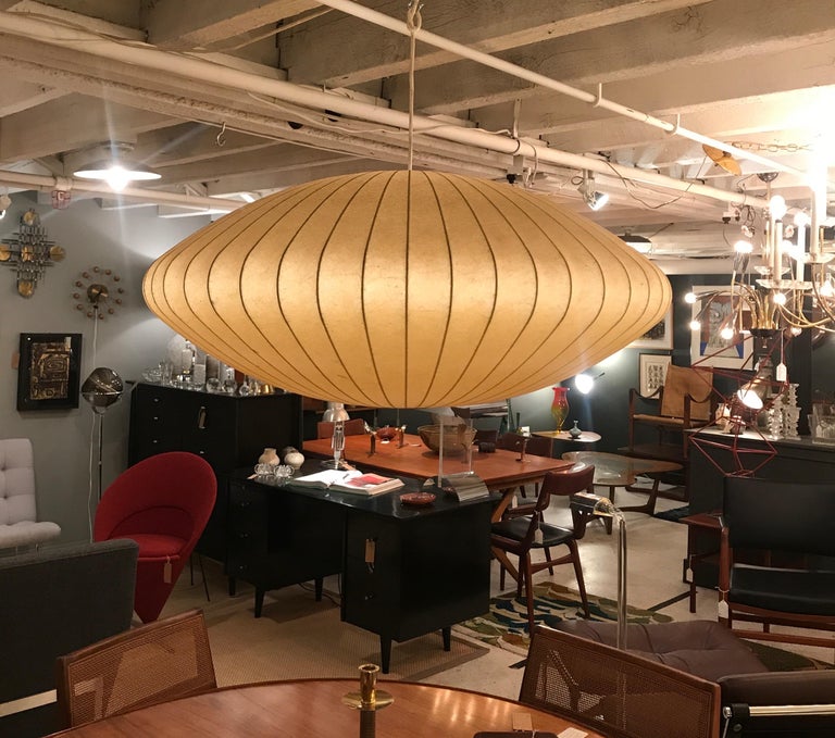 Early Example of a George Nelson Bubble Lamp Chandelier, 1950s at 1stDibs