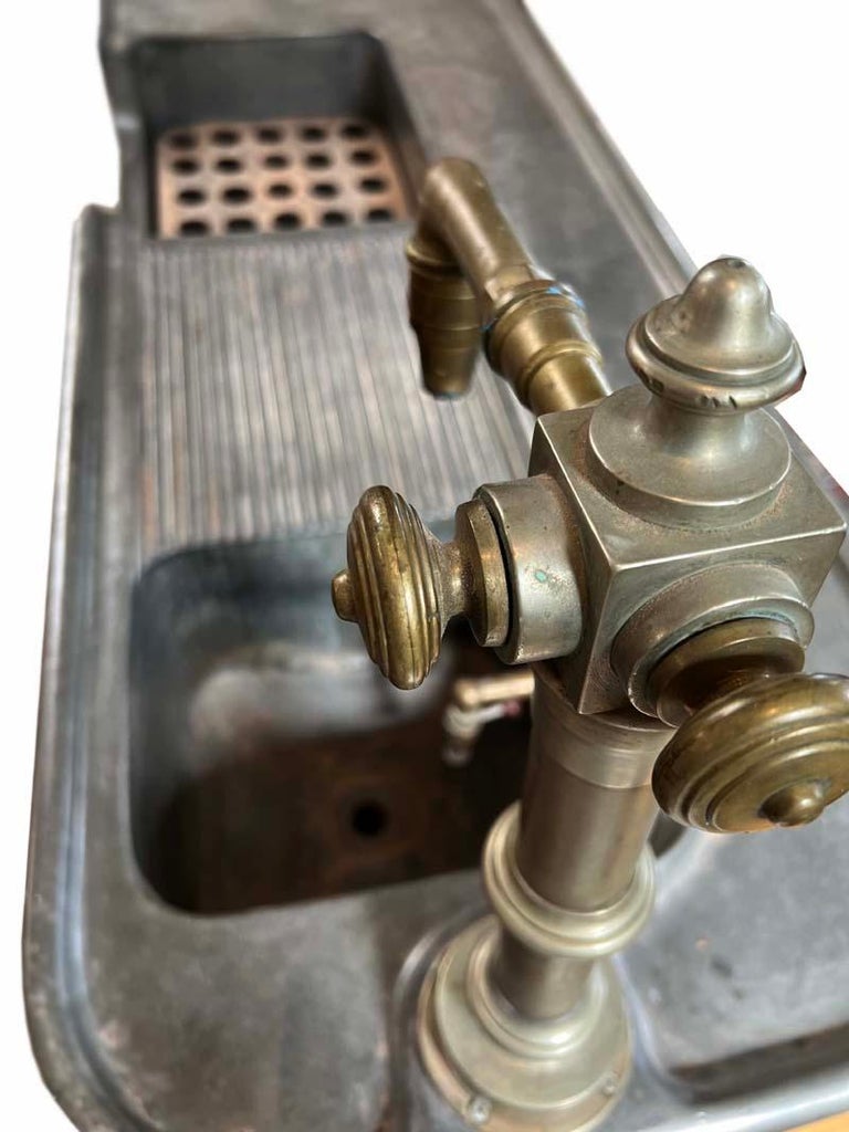 Early French Bar with Solid Zinc Top For Sale at 1stDibs