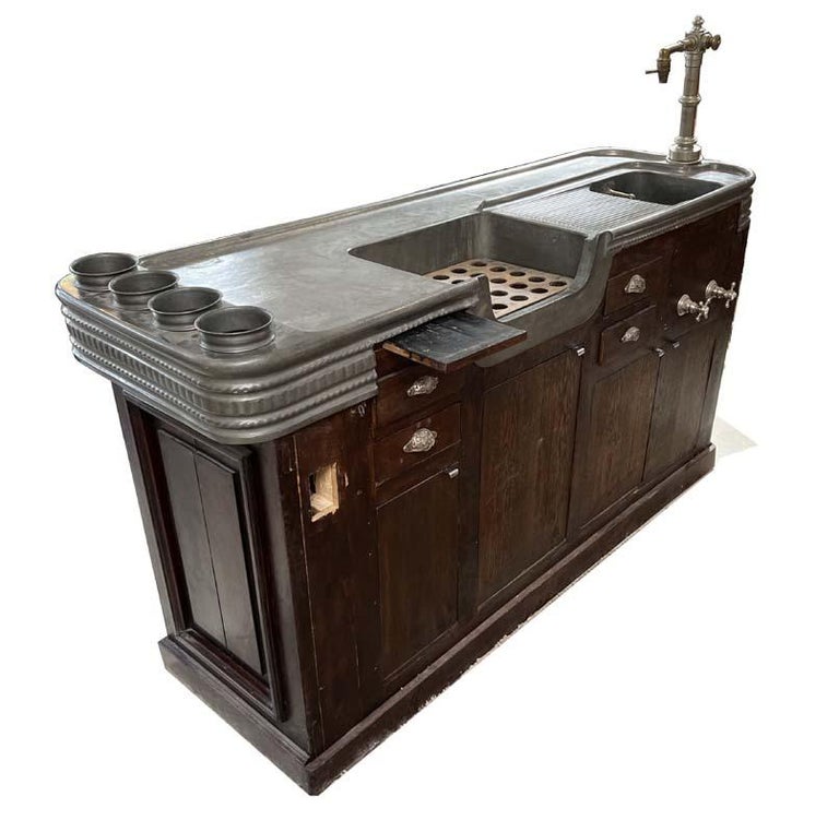 Early French Bar with Solid Zinc Top For Sale at 1stDibs