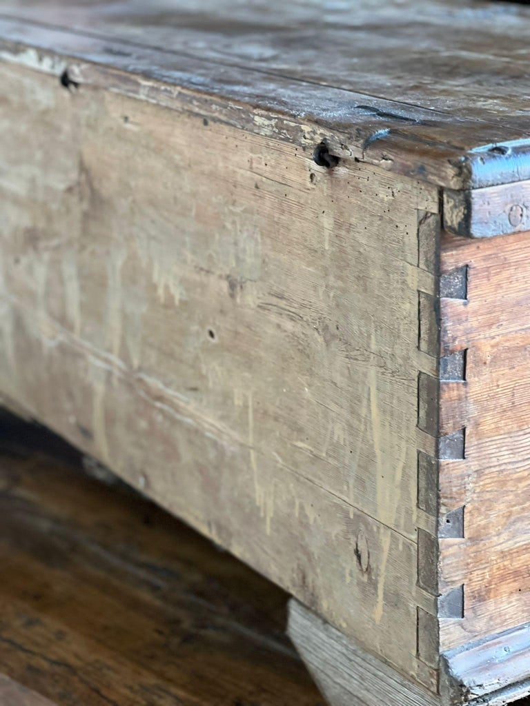 Early French Pine Decorative Trunk For Sale at 1stDibs