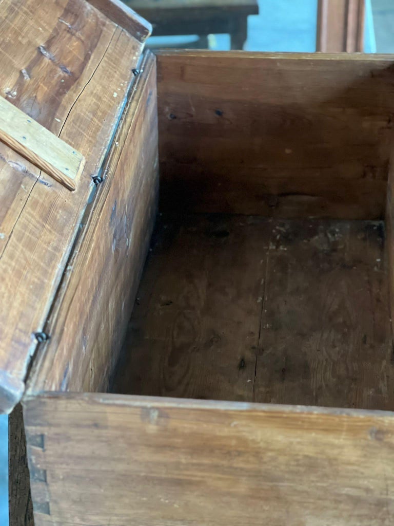 Early French Pine Decorative Trunk For Sale at 1stDibs