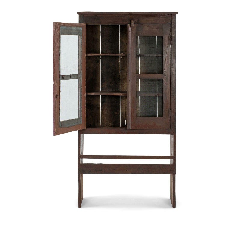 Early French Primitive Oxblood-Red Painted Cupboard For Sale at 1stDibs