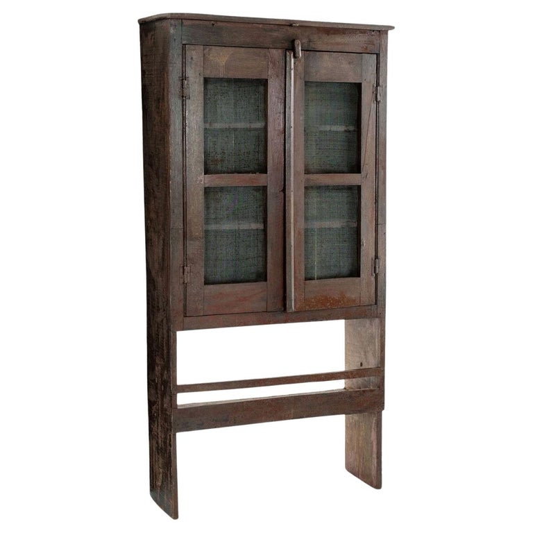 Early French Primitive Oxblood-Red Painted Cupboard For Sale at 1stDibs