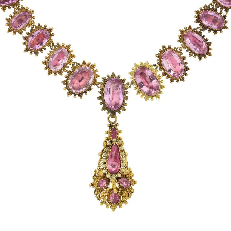 Early Georgian Pink Topaz Necklace and Earring Demi-Parure Set For Sale ...
