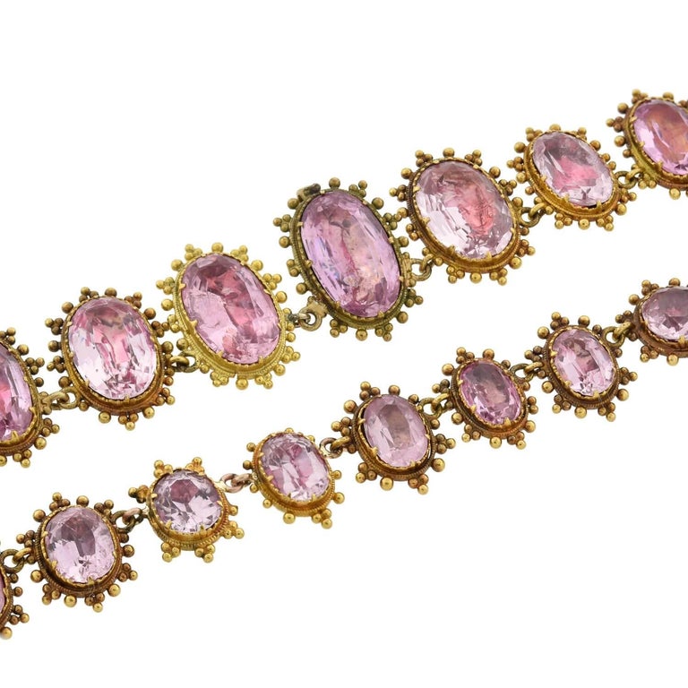 Early Georgian Pink Topaz Necklace and Earring Demi-Parure Set For Sale ...