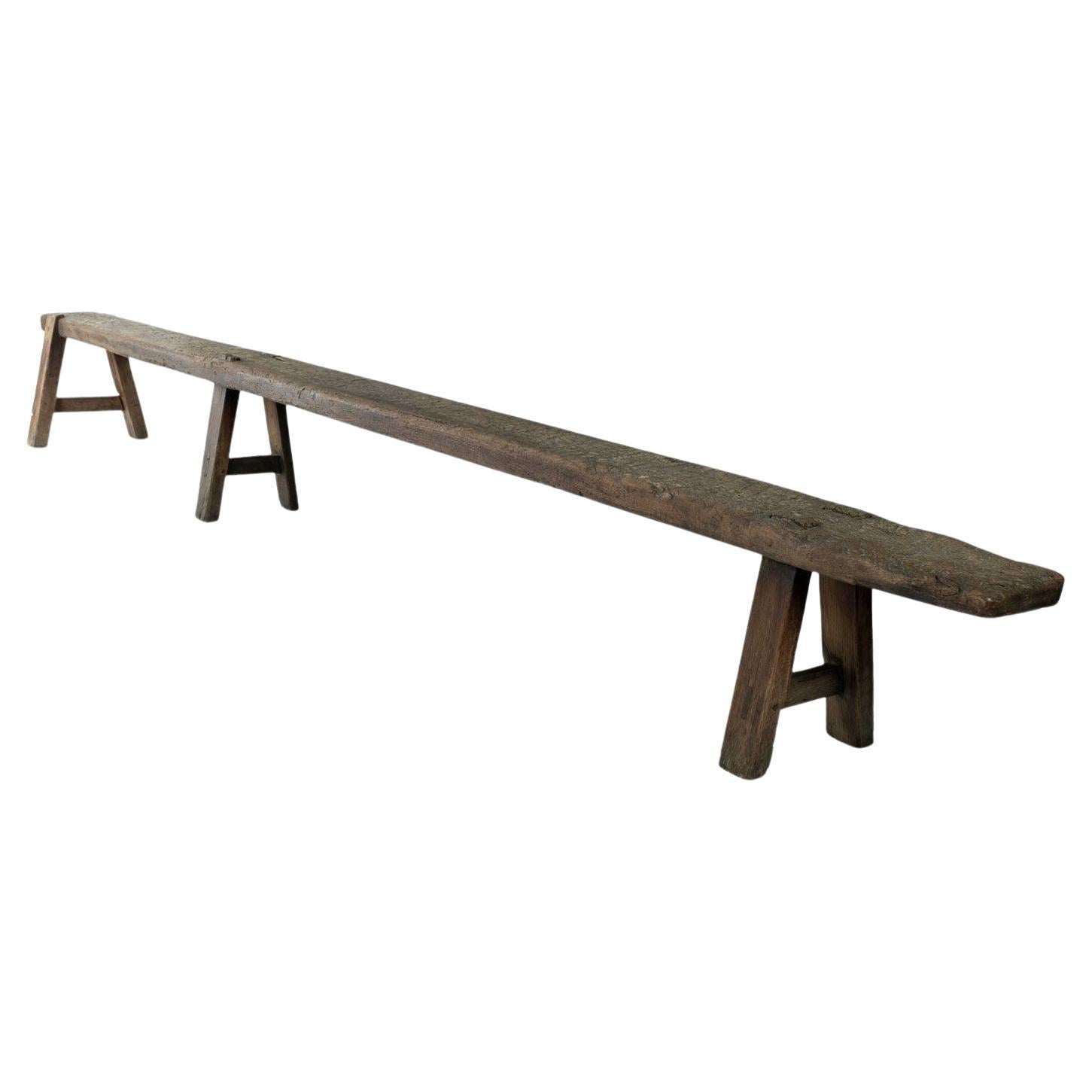 Antique Hand Carved Early American Bench For Sale at 1stDibs