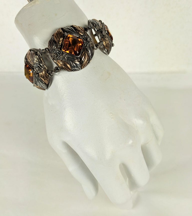 Early Hobe Sterling and Gold Citrine Bracelet For Sale at 1stDibs