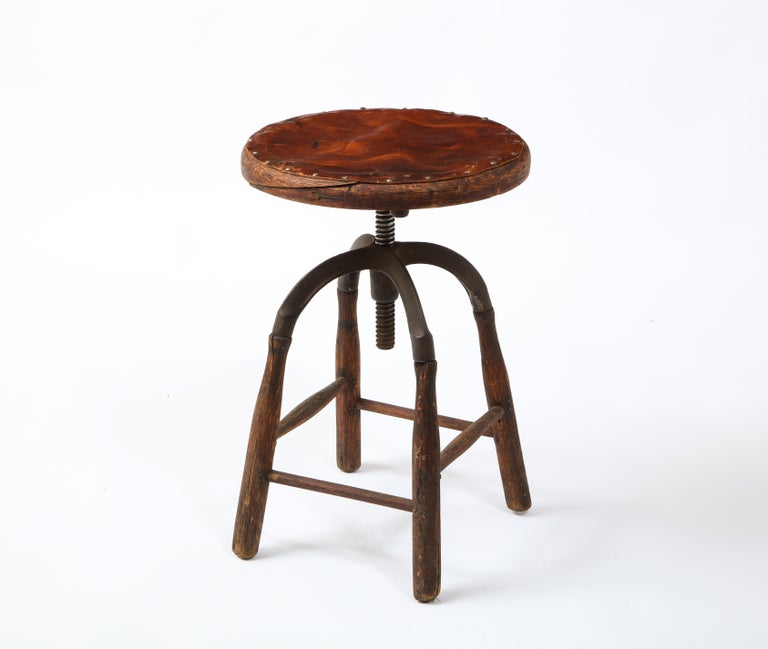Early Industrial Work Stool, USA, 1940's For Sale at 1stDibs