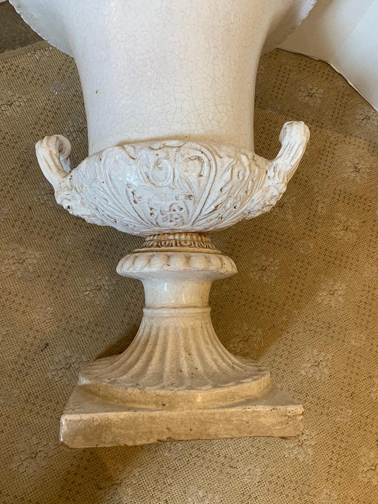 Italian Neoclassical Glazed Terracotta Campagne Urn, Gadroon Edge ...
