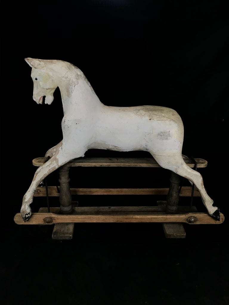 Early Large British Carved and Painted Wood Merry-Go-Round Carousel ...