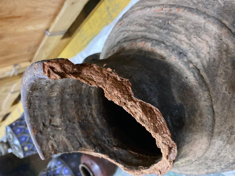 Early Large Egyptian Terracotta Pot Fragment with Arms For Sale at 1stDibs