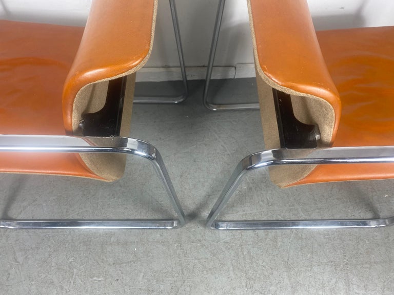 Early Leather and Chrome Tubular Chairs by Peter Protzman for Herman ...