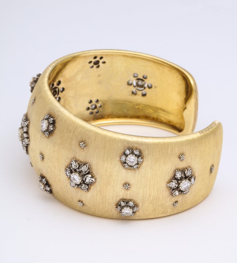 Early Mario Buccellati Gold and Diamond Cuff Bracelet For Sale at 1stDibs