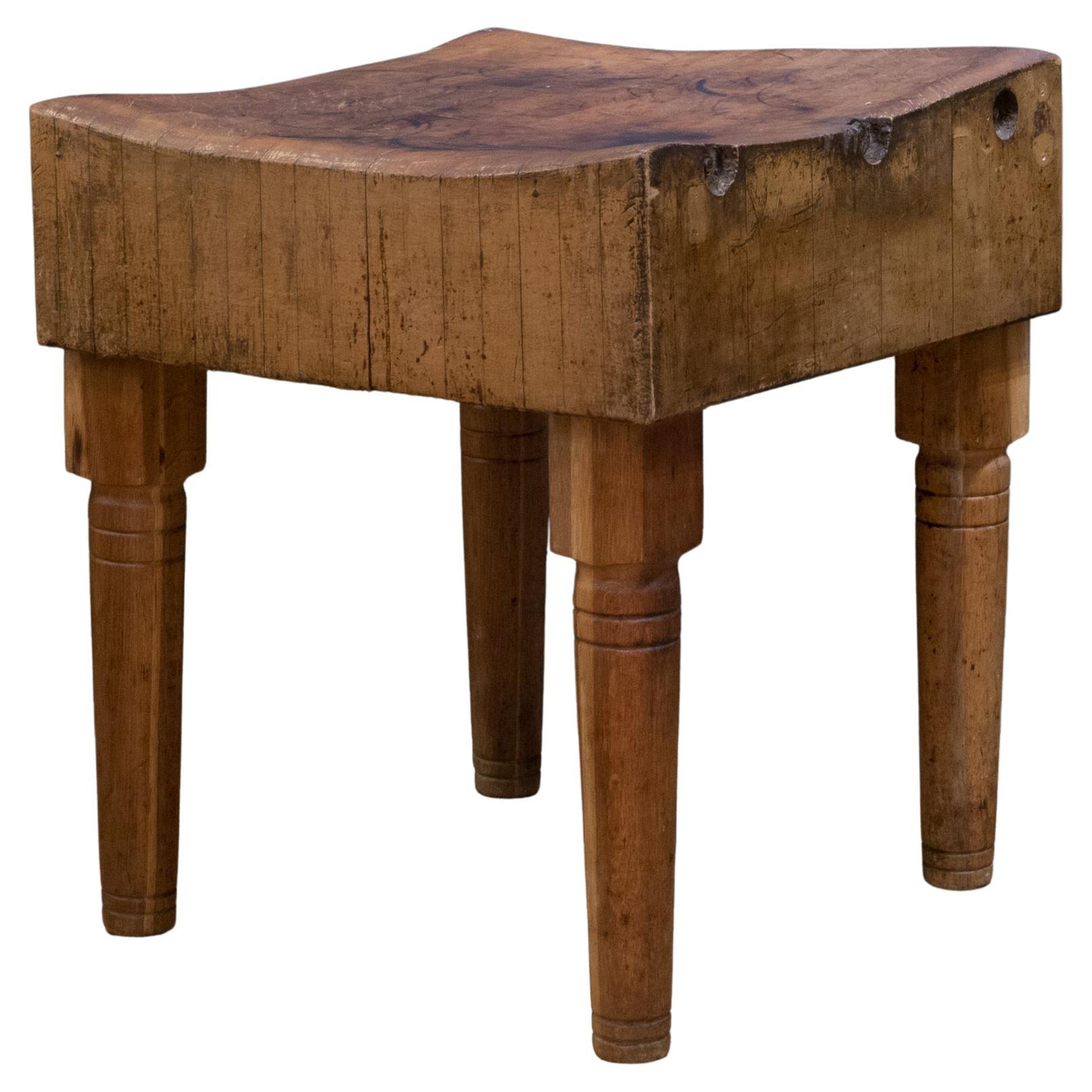 19th Century Primitive Round Butcher Block Table at 1stDibs