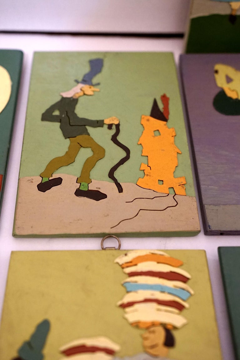 Early Mid-20th Century Hand-Painted Nursery Fairy Tale Panels Set in ...