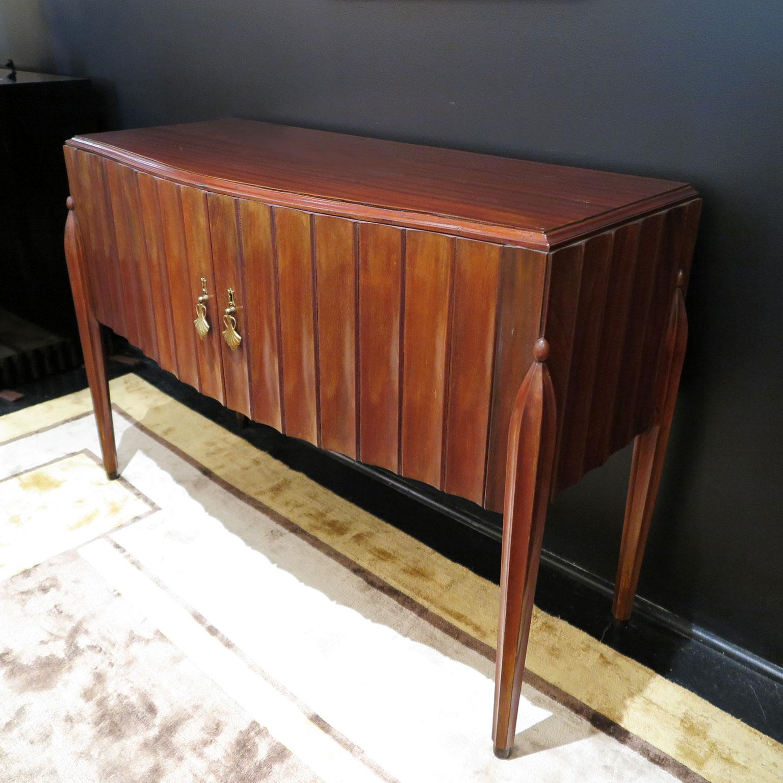 Fluted Console Cabinet in Dark Stained Mahogany, Italy, circa 1940s For ...