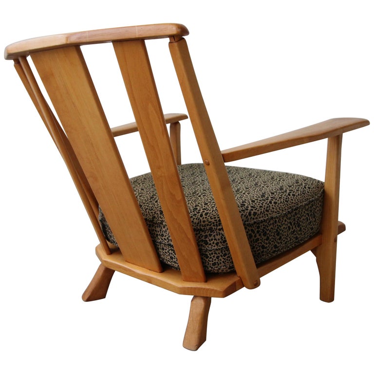 Early Midcentury Craftsman Style Maple Lounge Chair For Sale at 1stDibs