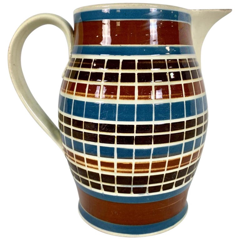 Early Mochaware Pitcher Cut Through the Colored Slip Made in England ...