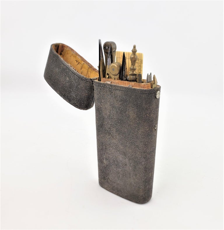 Early Nine Piece Antique Mechanical Drafting Instrument Set with Fitted ...