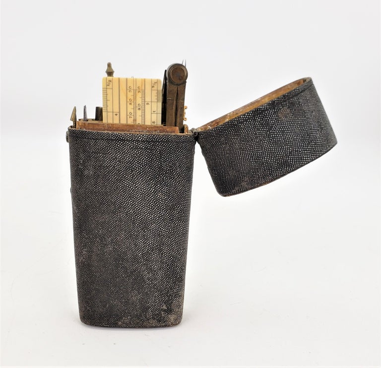 Early Nine Piece Antique Mechanical Drafting Instrument Set with Fitted ...