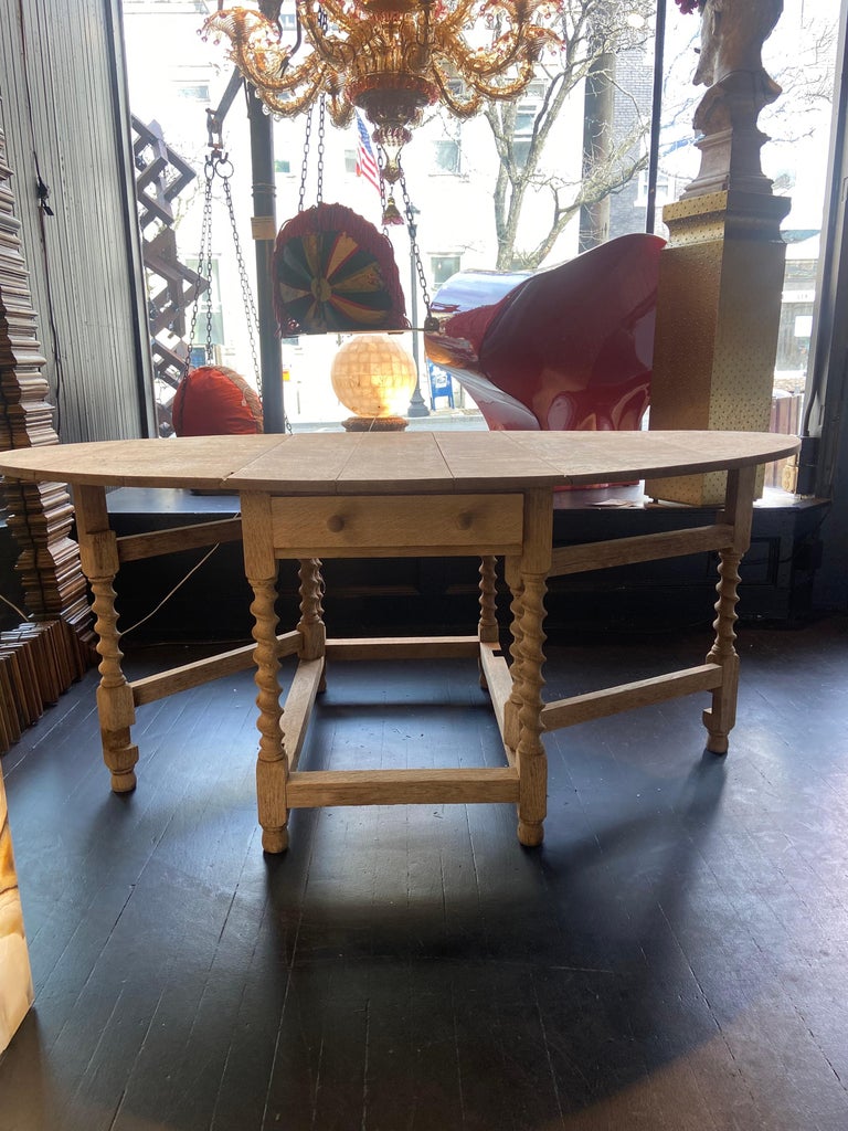 Early Wood Drop Leaf Table w/ Two Drawers and Stunning Spiral Legs For ...