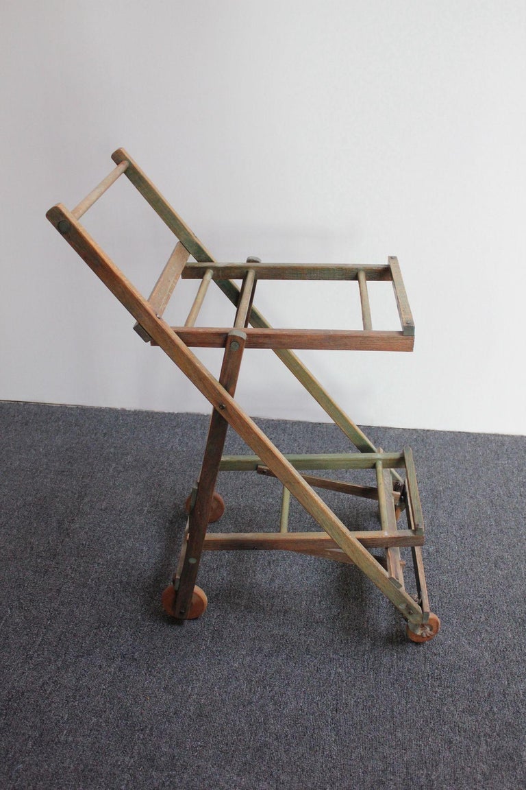 Early Oak Folding Grocery / Shopping Cart For Sale at 1stDibs