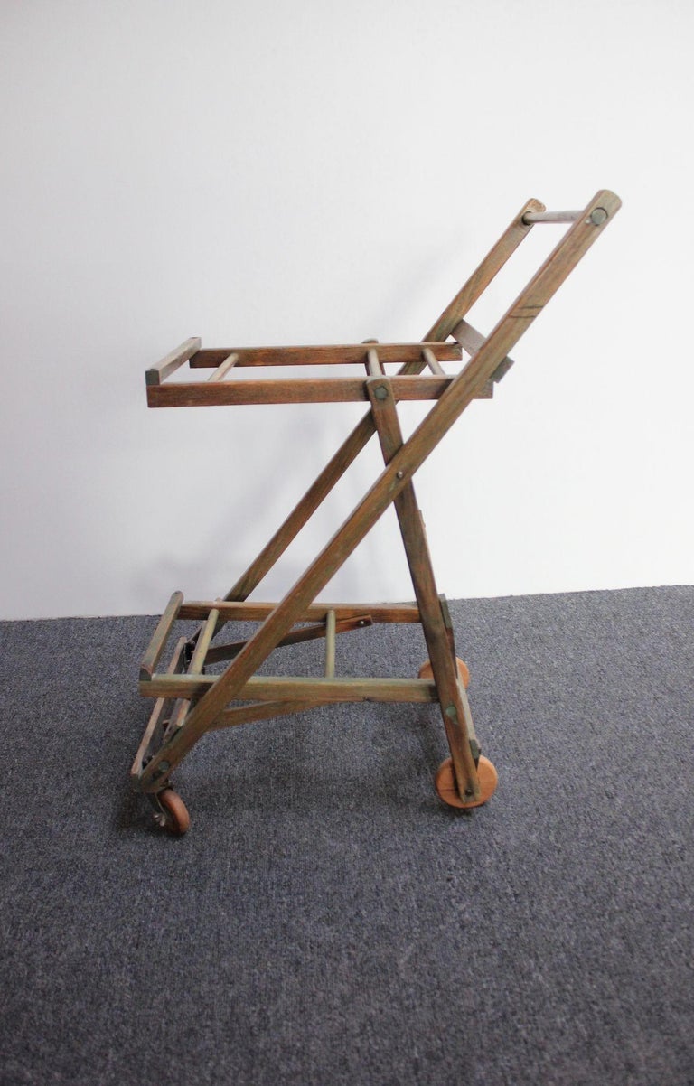 Early Oak Folding Grocery / Shopping Cart For Sale at 1stDibs